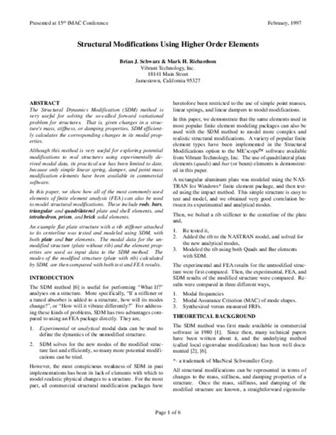 Pdf Structural Modifications Using Higher Order Elements