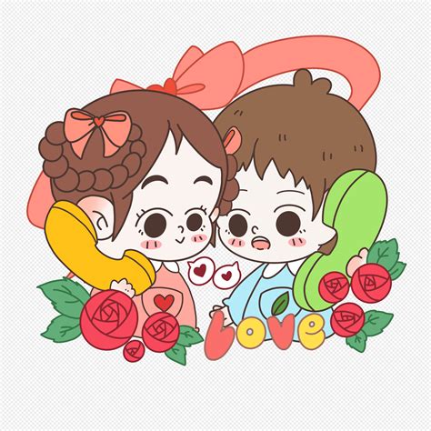 귀여운 만화 커플 Png 일러스트 무료 다운로드 Lovepik