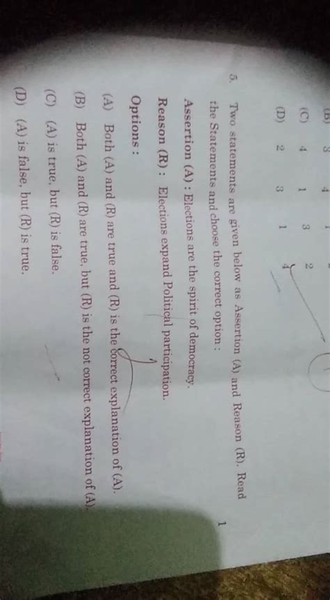 Two Statements Are Given Below As Assertion A And Reason R Read The