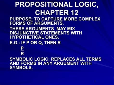 Ppt Propositional Logic Chapter 12 Powerpoint Presentation Free