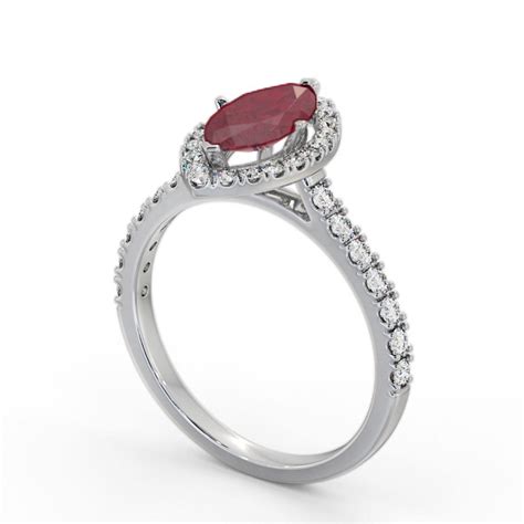 Halo Ruby And Diamond 1 05ct Ring 18k White Gold Kathleen Angelic Diamonds