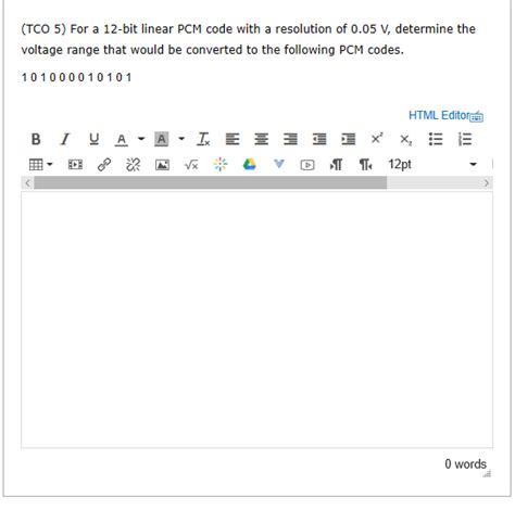 Solved Tco 5 For A 12 Bit Linear Pcm Code With A