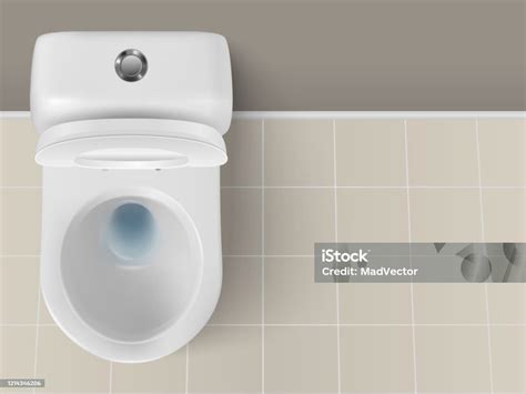 벡터 3d 현실적인 흰색 세라믹 화장실 클로즈업 화장실 화장실 룸에서 뚜껑이 있는 화장실 그릇을 열었습니다 배관 모형 인테리어 청소 위생 개념에 대한 디자인 템플릿 맨 위