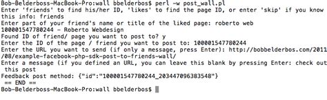 facebook api post with perl from cli