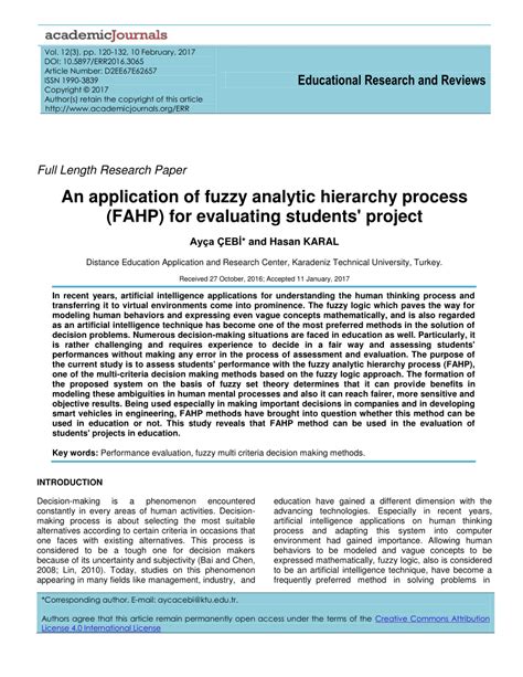 Pdf An Application Of Fuzzy Analytic Hierarchy Process Fahp For