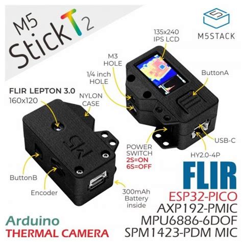 buy m5stack m5stickt2 esp32 thermal camera development kit lepton 3 0 in india fab to lab