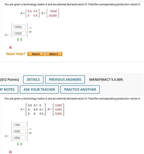 Solved You Are Given A Technology Matrix A And An External