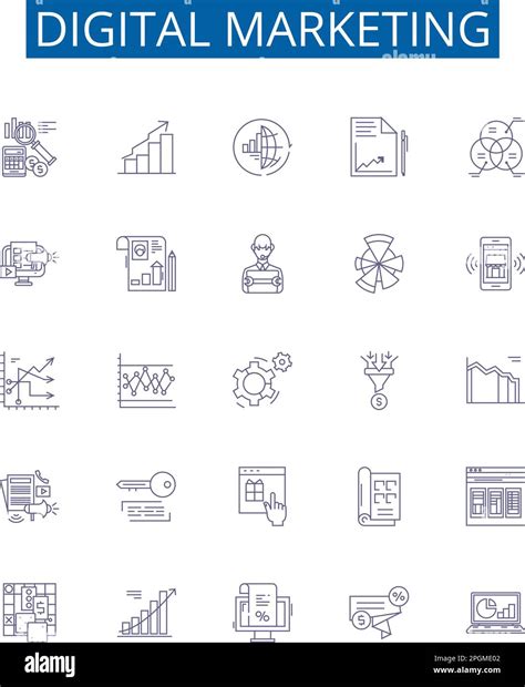 Digital Marketing Line Icons Signs Set Design Collection Of Digital
