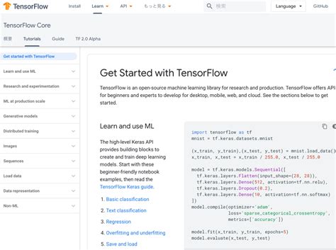 Tutorial実装で確認するTensorFlow①Tutorialsの概要とMNIST問題のサンプル実装の確認DeepLearningの実装 Liberal Arts diary