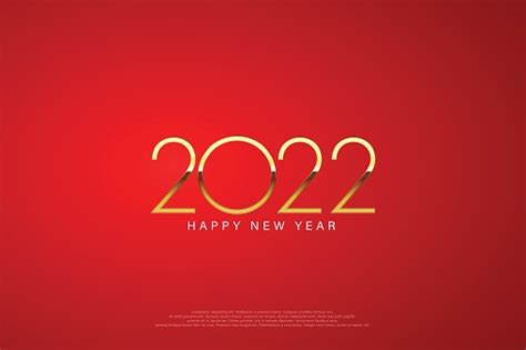 2022 년 새해 복 많이 받으세요 우아한 디자인 빨간색 배경에 황금 2022 로고 번호의 벡터 일러스트 2022 년 완벽한 타이포그래피 날짜 럭셔리 디자인과 새해 축하를