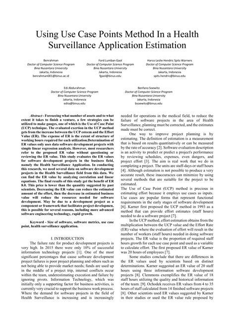 (PDF) Using Use Case Points Method In a Health Surveillance Application Estimation