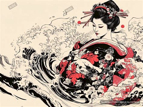 Ai创作图日本浮世绘风格 日式浮世绘 日本艺妓素材 日本风格浮士绘风格 原创浮世绘现代浮士绘 美女浮世绘 浮世绘风格 艺伎美女图 浮世绘招贴画 日本插画 日本黑白线描 浮世绘作品 浮世绘插画