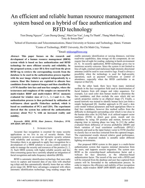 Pdf An Efficient And Reliable Human Resource Management System Based On A Hybrid Of Face