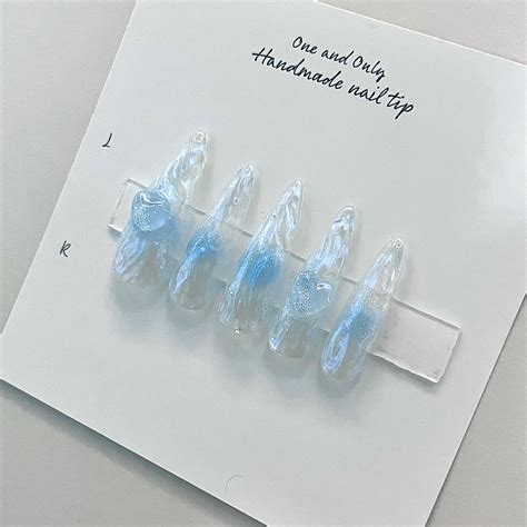 🫧하트물방울 네일🫧여름네일추천🩵수제 네일팁 에이블리