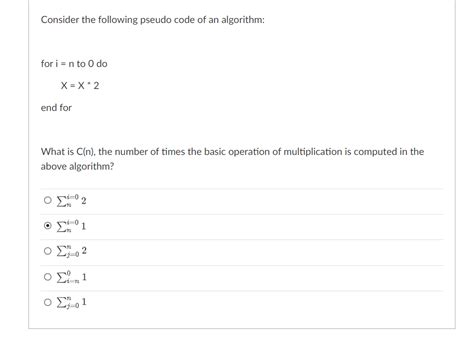 solved consider the following pseudo code of an