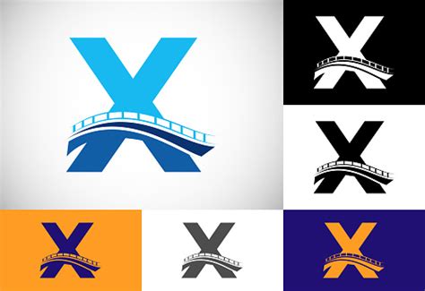 다리 기호가있는 초기 X 모노그램 문자 알파벳 추상 브리지 로고 디자인 템플릿 건설 사업 및 회사 정체성에 대한 현대적인 벡터