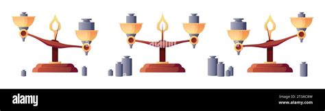 Scales Balance Mass And Weight Measuring Scales With Different Weights