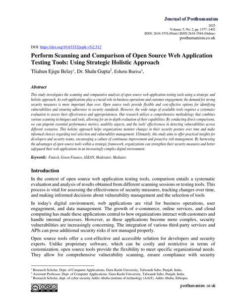 Pdf Perform Scanning And Comparison Of Open Source Web Application Testing Tools Using