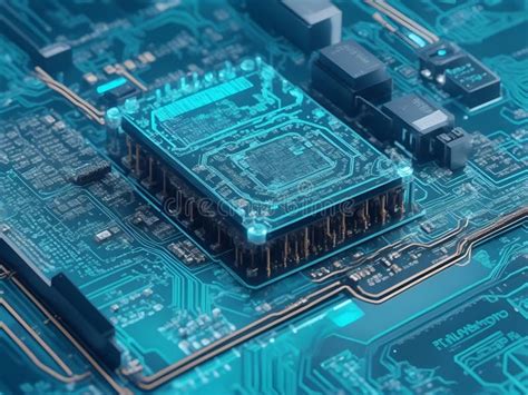 Chipset On Circuit Board Working On Data Analysis In Futuristic Concept