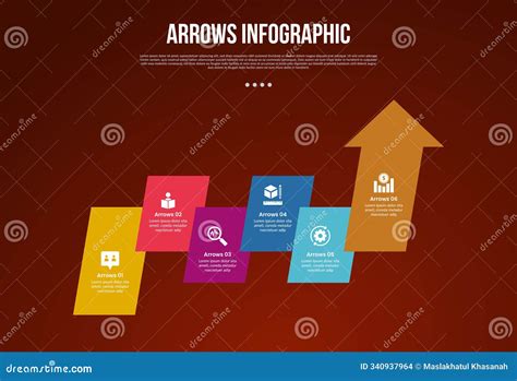 Arrows Template Infographic With Skew Box Ups And Down On Arrow Line With Point With Dark