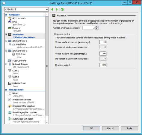 deploy vsrx virtual firewall in a hyper v host using the hyper v