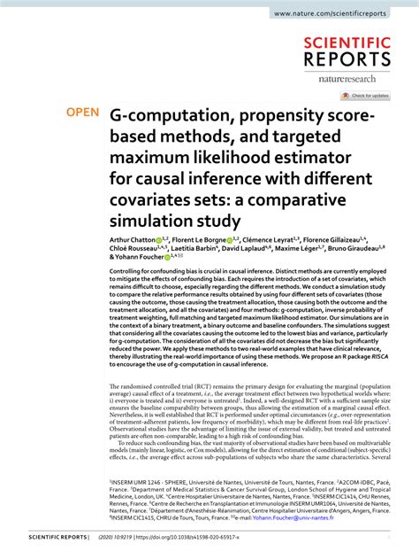 PDF G Computation Propensity Score Based Methods And Targeted Maximum Likelihood Estimator