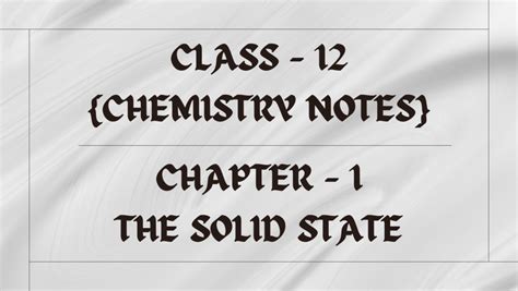 Class 12 Chemistry Chapter 1 The Solid State Learnrbse