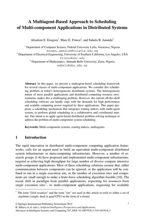Pdf A Multiagent Based Approach To Scheduling Of Multi Component Applications In Distributed