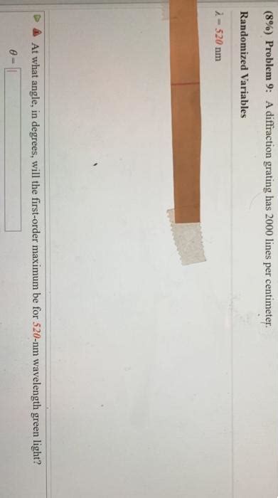 Solved 8 Problem 9 A Diffraction Grating Has 2000 Lines Chegg Com