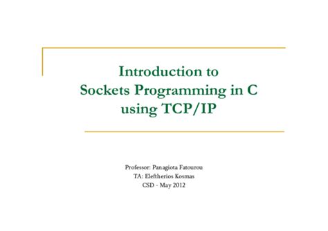 Pdf Introduction To Sockets Programming In C Using Tcpip