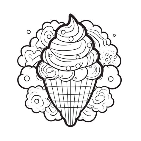 Cute Kawaii Ice Cream Coloring Page Coloring Page