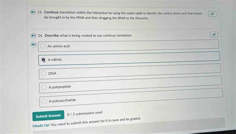 Solved 15 Continue Translation Within The Interactive By Using The Codon Table To Identify The