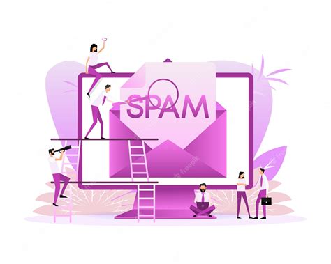 Premium Vector Spamming Mailbox Concept Flat Style Characters Email Box Hacking Spam Warning