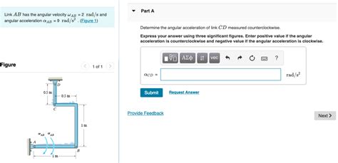 Solved Link AB has the angular velocity ωAB rad s and Part Chegg