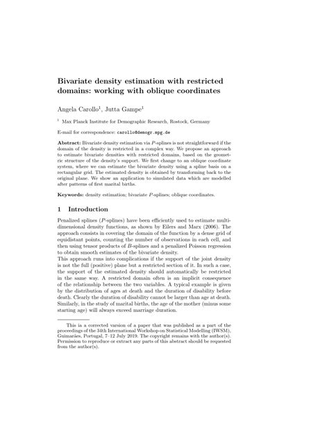 Pdf Bivariate Density Estimation With Restricted Domains Working With Oblique Coordinates