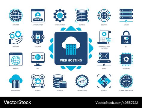 Web Hosting Solid Icon Set Royalty Free Vector Image
