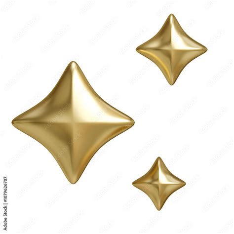 Gold Sparkle Star Set Set Collection On White Background Cute