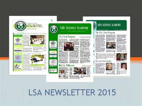 Lsa Newsletter 2015 Details Time Period Covers 2015