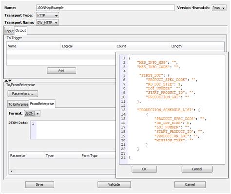Transport Map For A JSON Format Request
