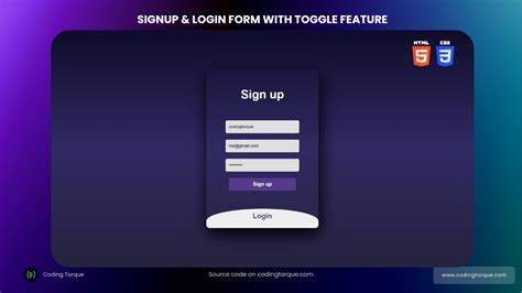 signup and login form with onclick switch effect using html and css