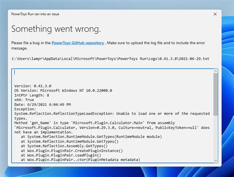 PowerToys Launch Error Issue Microsoft PowerToys GitHub