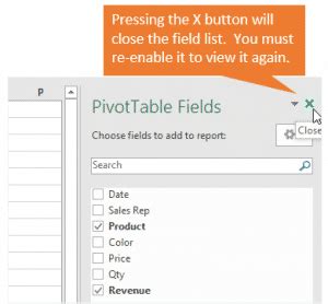 Pivot Table Field List Missing How To Get It Back Excel Campus