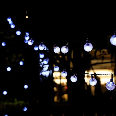 Cadena De Luces Solares De Cristal Con 30 Luces Led Bola De Burbujas Luz De Colores Para El