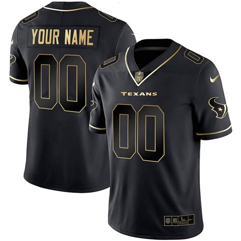 Houston Texans Black And White Gold Custom Jersey All Stitched Grexi