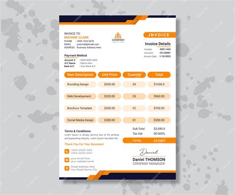 Premium Vector Minimal Yellow Invoice Template Design