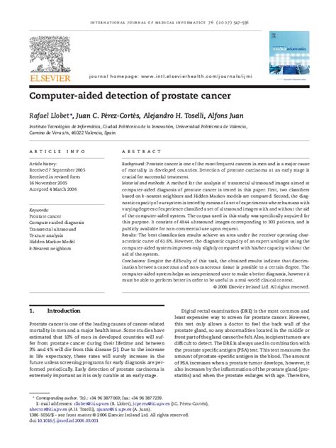 Pdf Computer Aided Detection Of Prostate Cancer