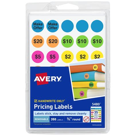 Avery Preprinted Removable Pricing Labels 34 Inch