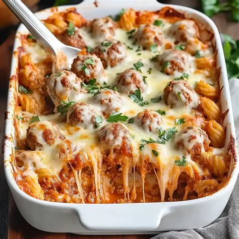 Easy Baked Meatball Rotini No Boil Pasta Dinner Kitchen Scroll