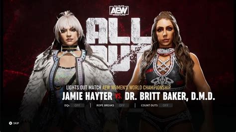 Jamie Hayter Vs Britt Baker Aew Fight Forever Youtube
