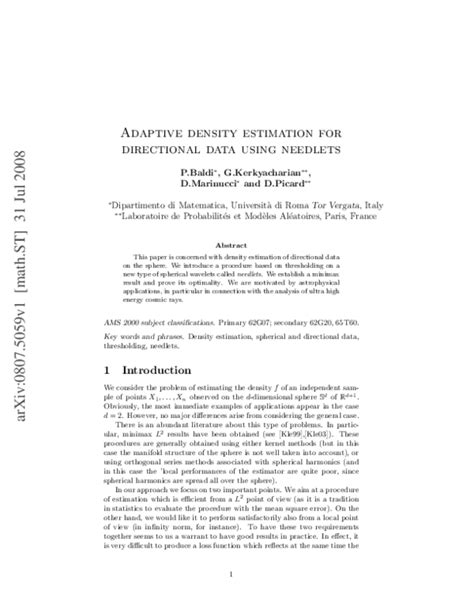 Pdf Adaptive Density Estimation For Directional Data Using Needlets